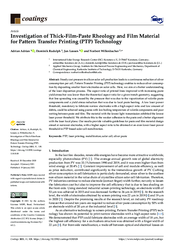 (PDF) Investigation of Thick-Film-Paste Rheology and Film Material for ...