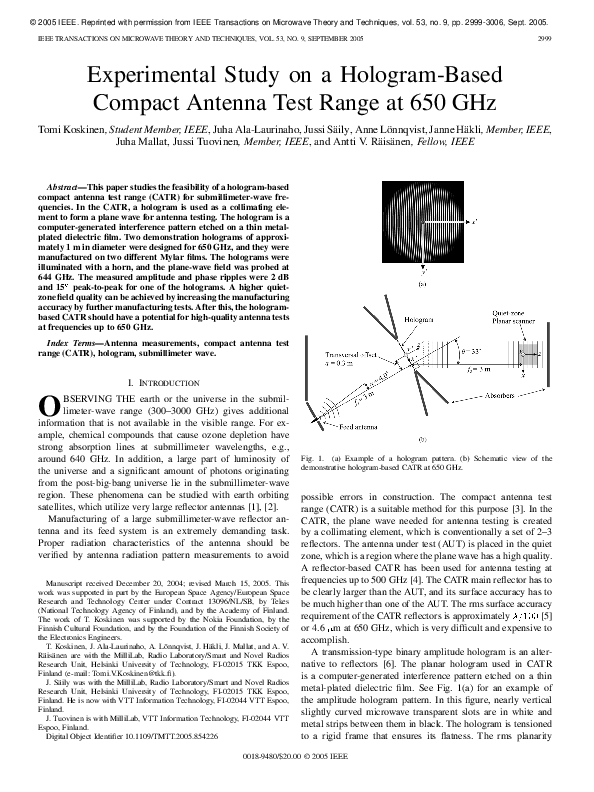 (PDF) Experimental study on a hologram-based compact antenna test range ...