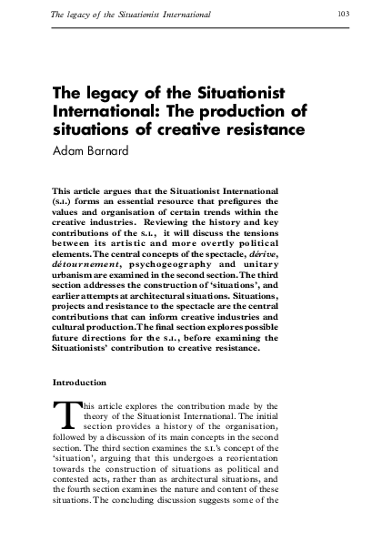 (PDF) The legacy of the Situationist International: The production of ...