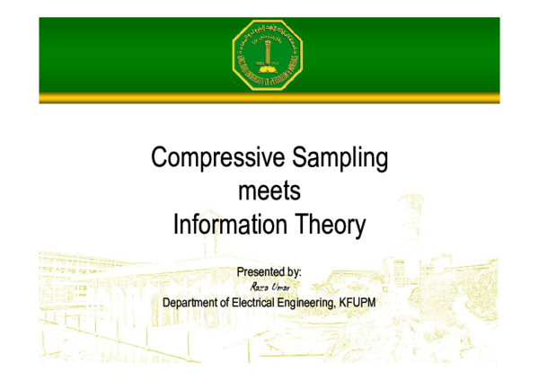 (PDF) Compressive Sampling meets Information Theory