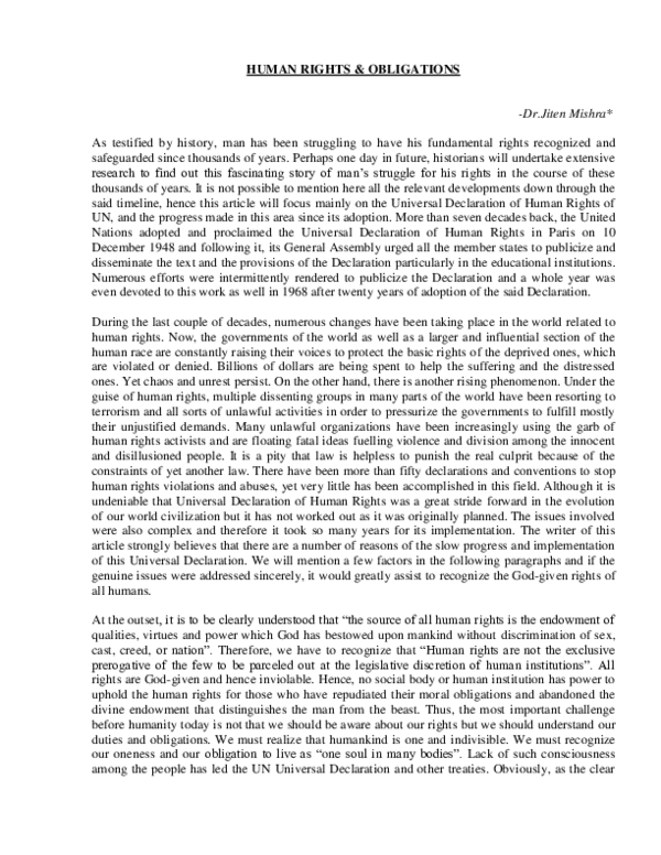 (PDF) HUMAN RIGHTS & OBLIGATIONS