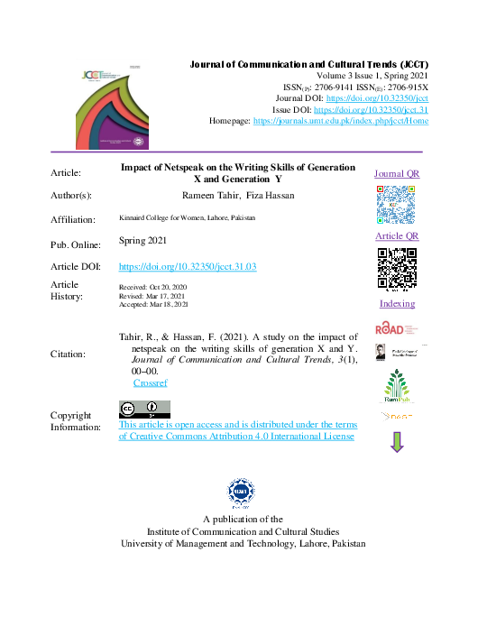 (PDF) Impact of Netspeak on the Writing Skills of Generation X and ...