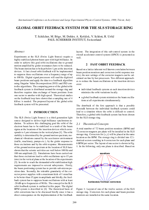 (PDF) Global Orbit Feedback System for the SLS Storage Ring