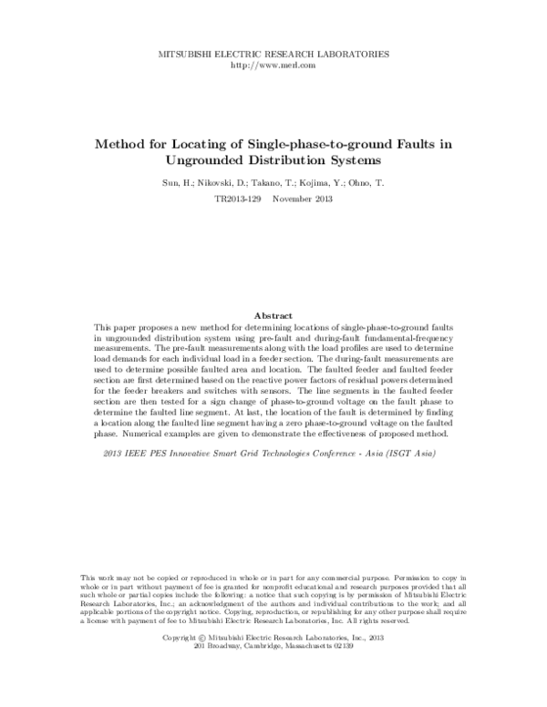 Pdf Method For Locating Of Single Phase To Ground Faults In Ungrounded Distribution Systems