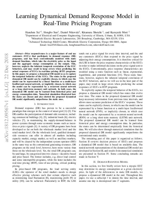 (PDF) Learning Dynamical Demand Response Model in Real-Time Pricing Program