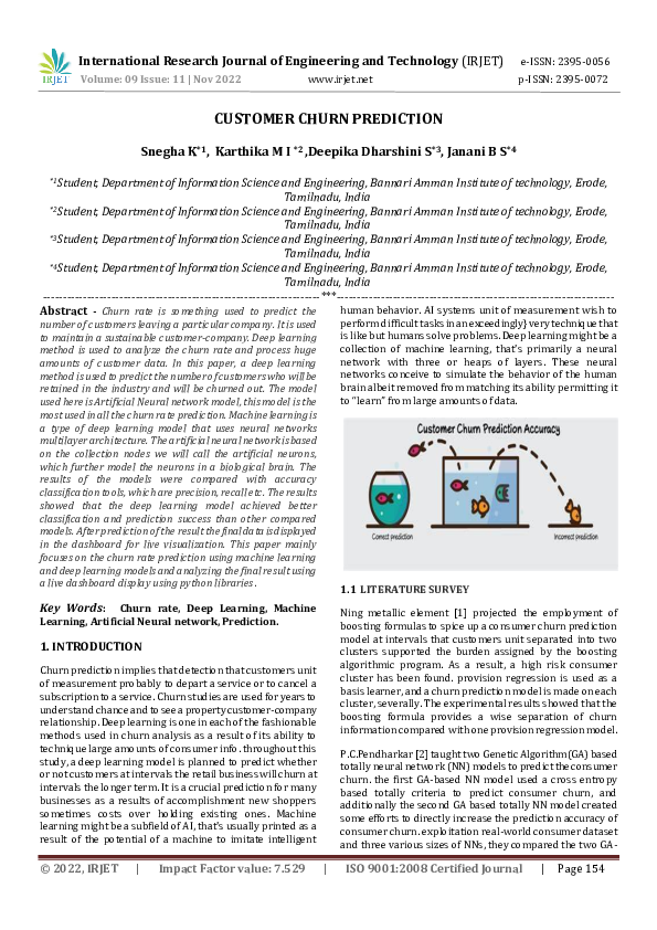 Pdf Customer Churn Prediction