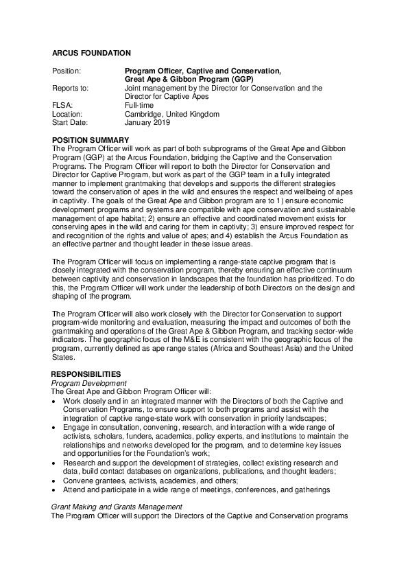 (PDF) The Arcus Foundation