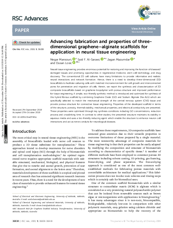 (PDF) Advancing fabrication and properties of three-dimensional graphene–alginate scaffolds for ...