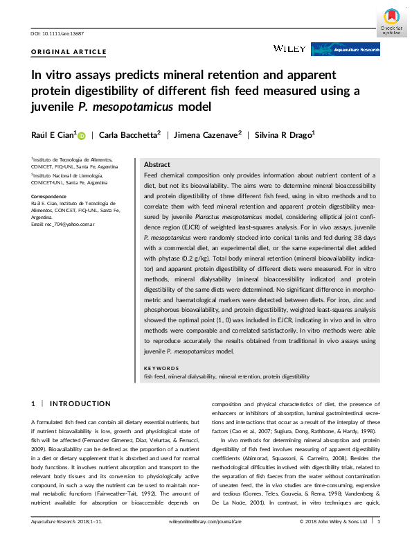 (PDF) In vitro assays predicts mineral retention and apparent protein ...