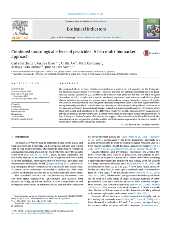 (PDF) Combined toxicological effects of pesticides: A fish multi ...
