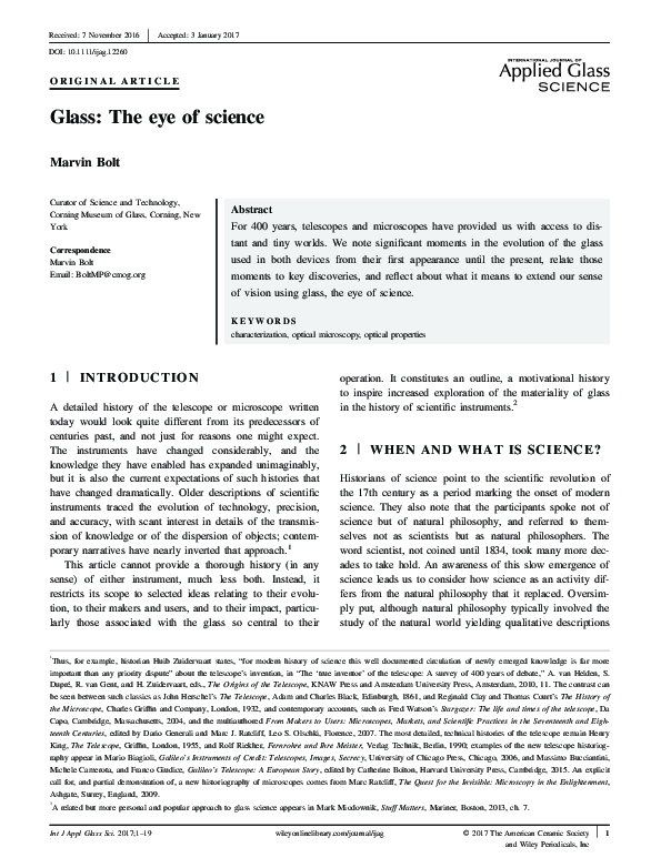 (PDF) Glass: The eye of science