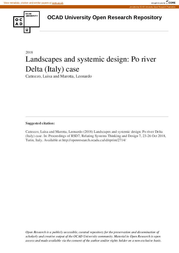 (PDF) Landscapes and systemic design: Po river Delta (Italy) case