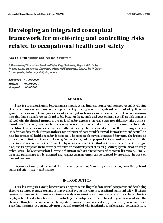 (PDF) Developing an integrated conceptual framework for monitoring and controlling risks related ...