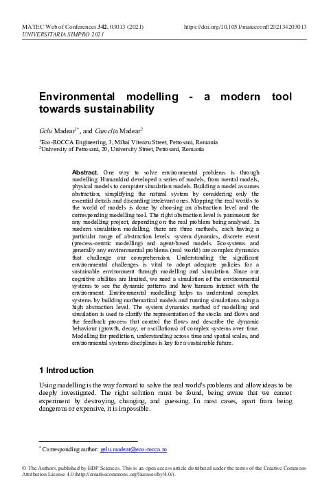 (PDF) Environmental modelling - a modern tool towards sustainability
