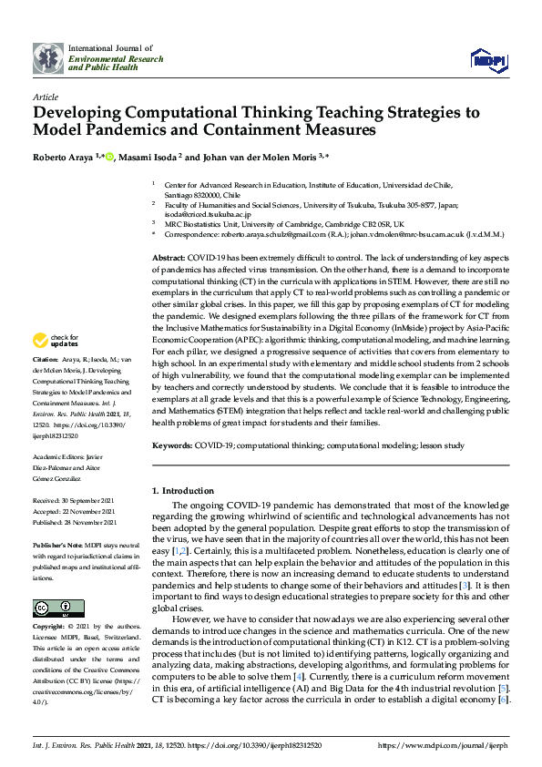 (PDF) Developing Computational Thinking Teaching Strategies to Model Pandemics and Containment ...