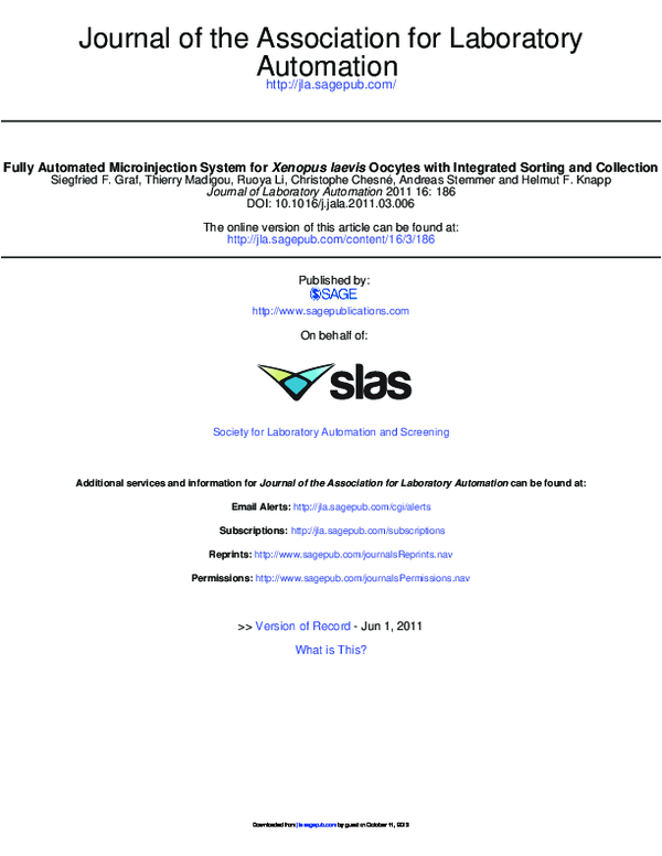 (PDF) Fully Automated Microinjection System for Xenopus laevis Oocytes ...