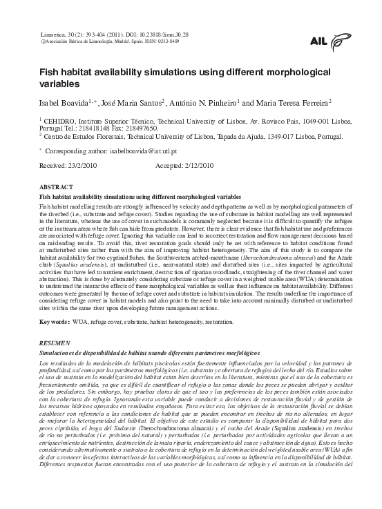 (PDF) Fish habitat availability simulations using different ...