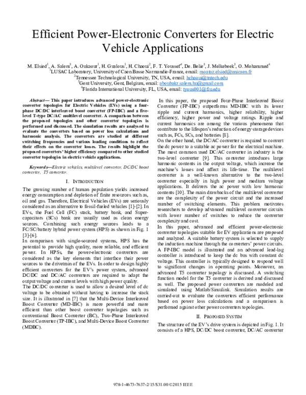 (PDF) Efficient Power-Electronic Converters for Electric Vehicle Applications