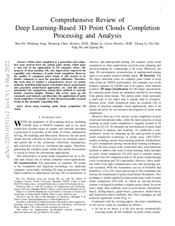 (PDF) Comprehensive Review of Deep Learning-Based 3D Point Cloud Completion Processing and Analysis