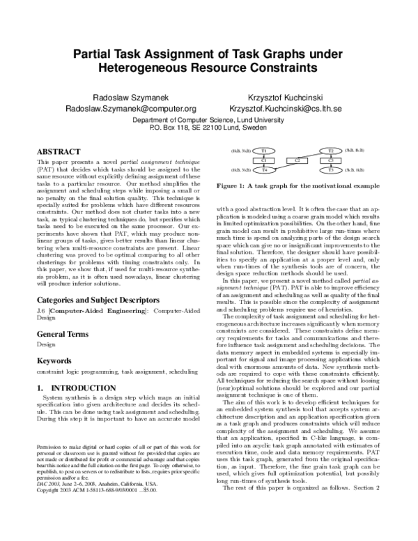(PDF) Partial task assignment of task graphs under heterogeneous ...