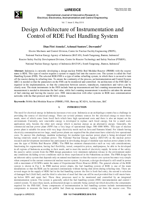 (PDF) Design Architecture of Instrumentation and Control of RDE Fuel ...