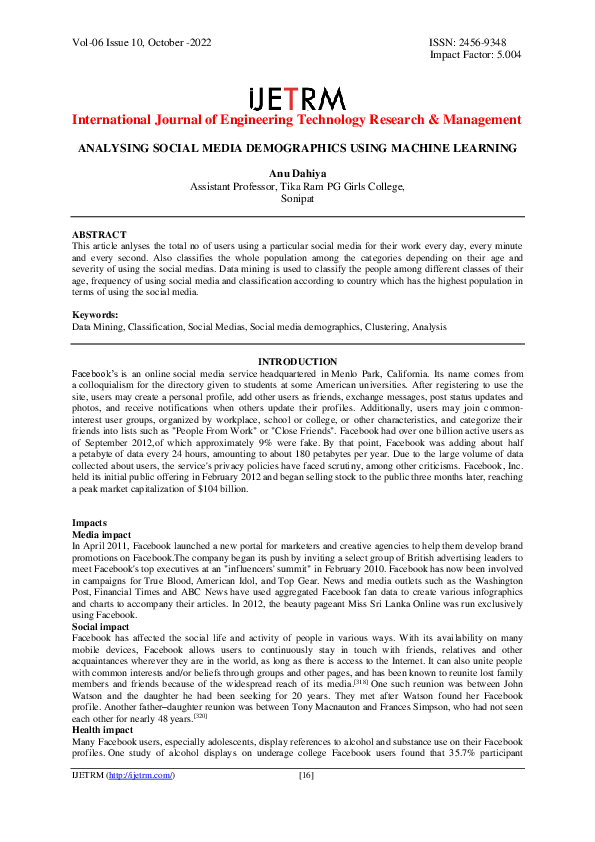 Pdf Analysing Social Media Demographics Using Machine Learning 8071