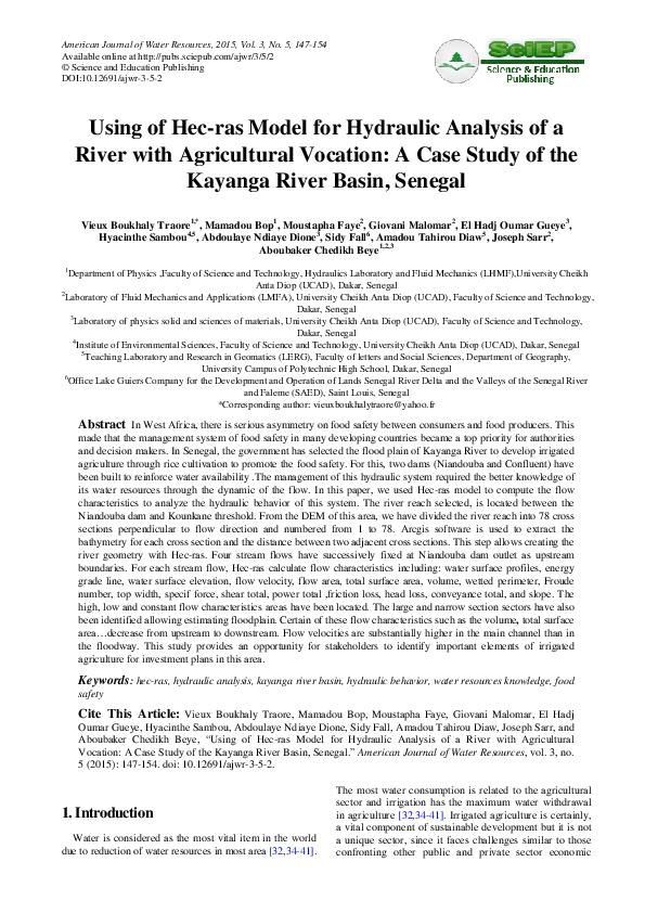 (PDF) Using of Hec-ras Model for Hydraulic Analysis of a River with ...