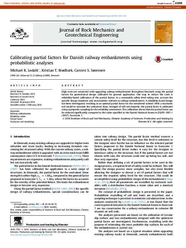 (PDF) Calibrating partial factors for Danish railway embankments using probabilistic analyses