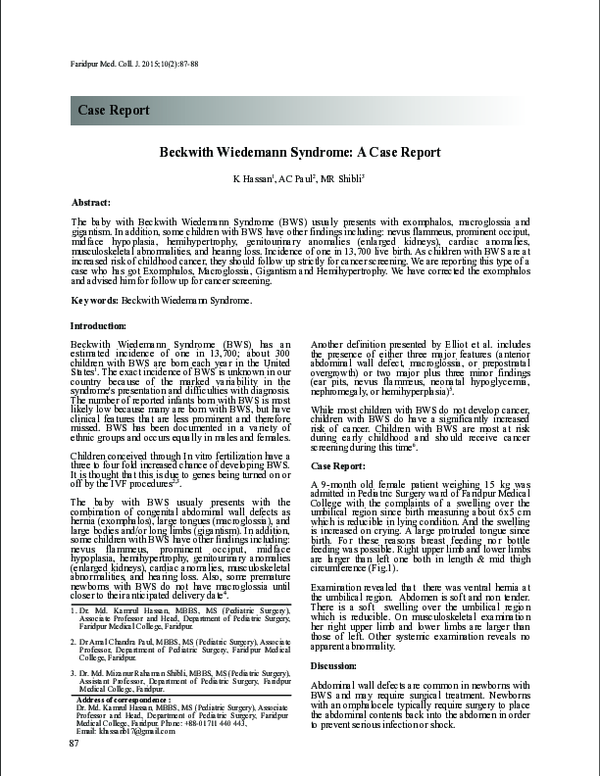 (PDF) Beckwith Wiedemann Syndrome: A Case Report | Deepak Bhol ...