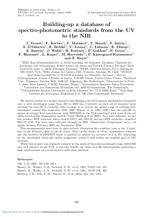 (PDF) Building-up a database of spectro-photometric standards from the ...