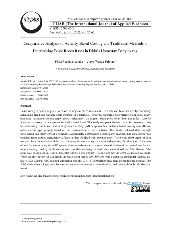 (PDF) Comparative Analysis of Activity-Based Costing and Traditional ...