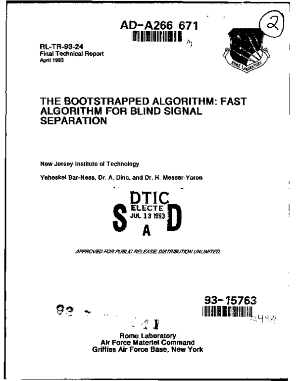 Pdf The Bootstrapped Algorithm A Fast Algorithm For Blind Signal