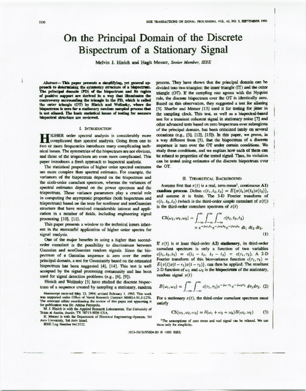 (PDF) On the principal domain of the discrete bispectrum of a ...