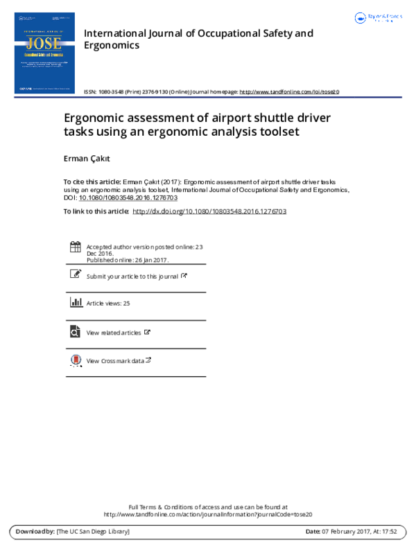 (PDF) Ergonomic assessment of airport shuttle driver tasks using an ...