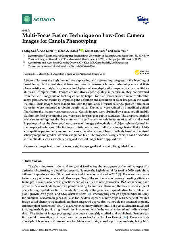 (PDF) Multi-Focus Fusion Technique on Low-Cost Camera Images for Canola Phenotyping