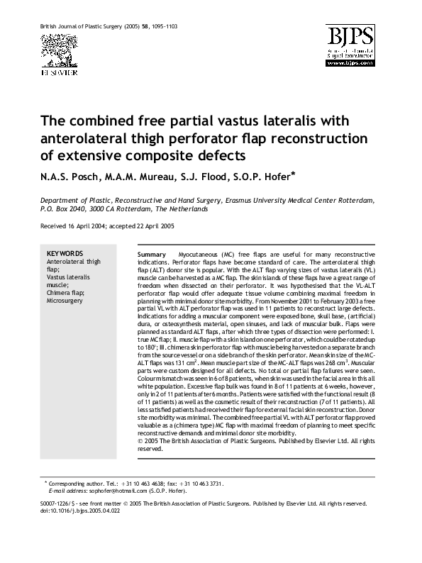 (PDF) The combined free partial vastus lateralis with anterolateral ...