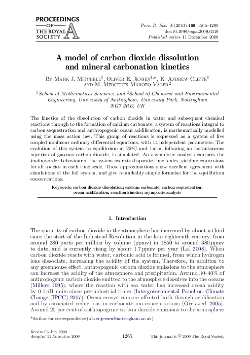 (PDF) A model of carbon dioxide dissolution and mineral carbonation ...