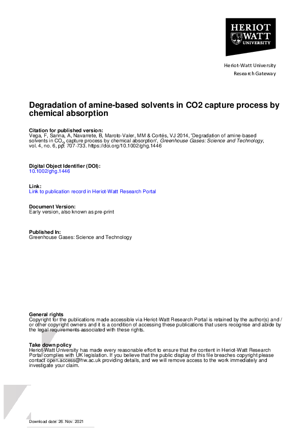 (PDF) Degradation of amine-based solvents in CO2capture process by ... (PDF) Degradation of amine-based solvents in CO2capture process by ...