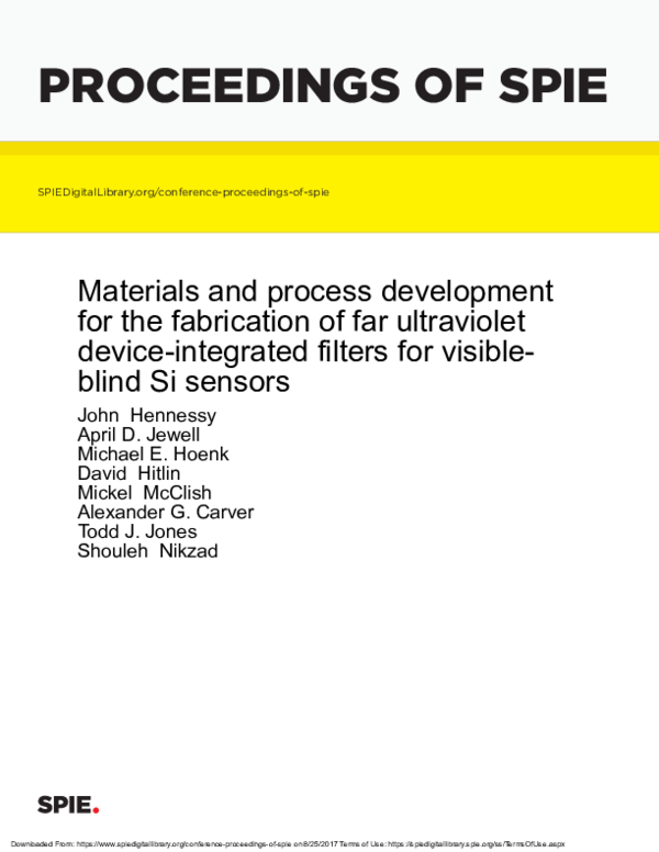 (PDF) Materials and process development for the fabrication of far ...