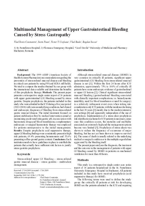 (PDF) Multimodal management of upper gastrointestinal bleeding caused ...
