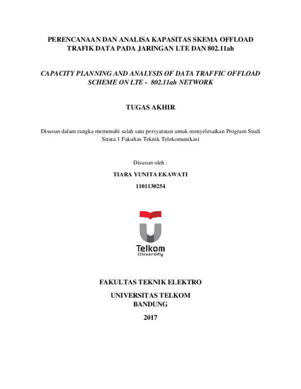 (PDF) PERENCANAAN DAN ANALISA KAPASITAS SKEMA OFFLOAD TRAFIK DATA PADA JARINGAN LTE DAN 802.11ah
