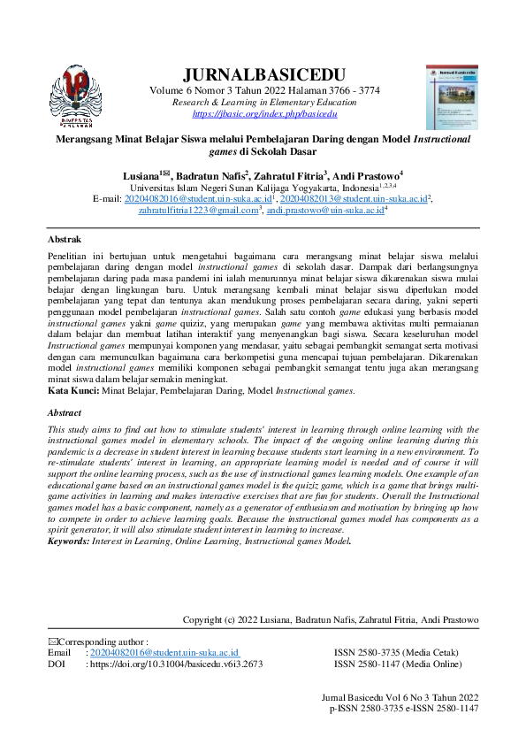 (PDF) Merangsang Minat Belajar Siswa melalui Pembelajaran Daring dengan Model Instructional ...