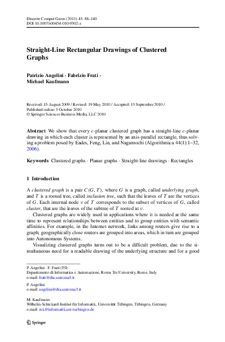 Pdf Straight Line Rectangular Drawings Of Clustered Graphs Michael Kaufmann 