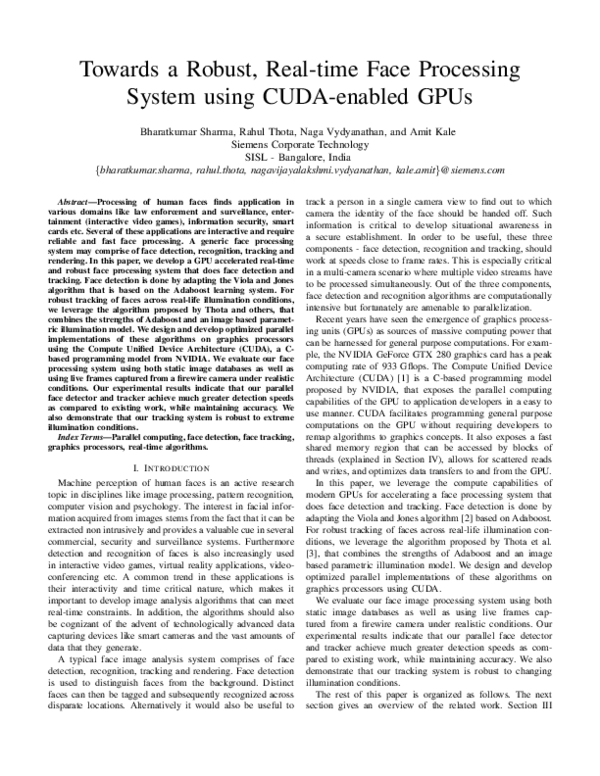 (PDF) Real-Time Face Processing with CUDA GPUs