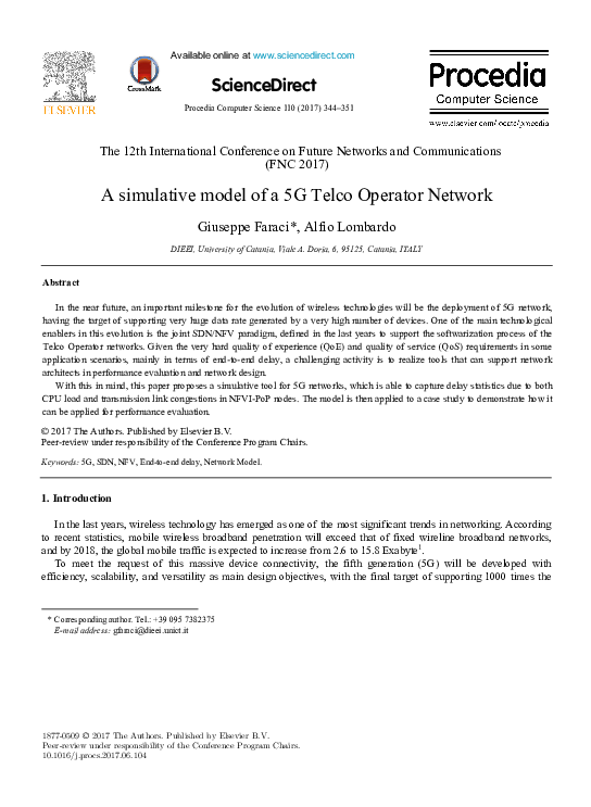 Pdf A Simulative Model Of A 5g Telco Operator Network