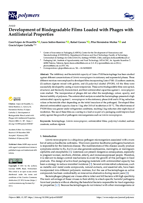 (PDF) Development of Biodegradable Films Loaded with Phages with ...