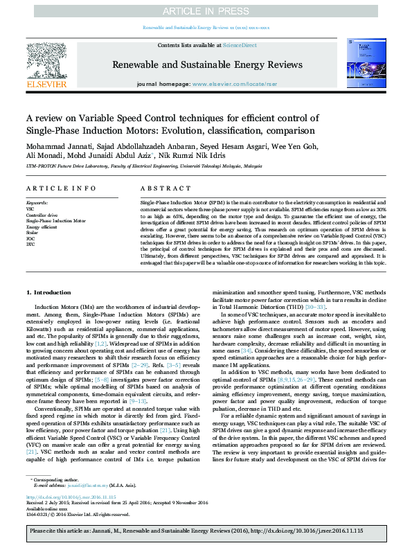 Pdf A Review On Variable Speed Control Techniques For Efficient Control Of Single Phase