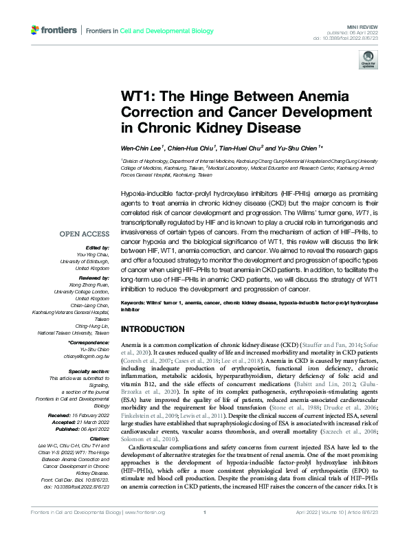 (PDF) WT1: The Hinge Between Anemia Correction and Cancer Development ...
