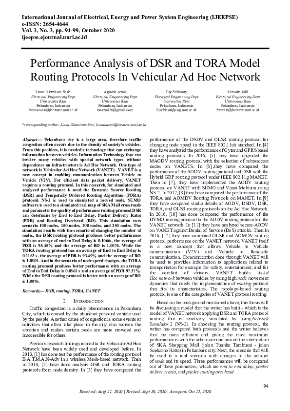 (PDF) Performance Analysis of DSR and TORA Model Routing Protocols In ...