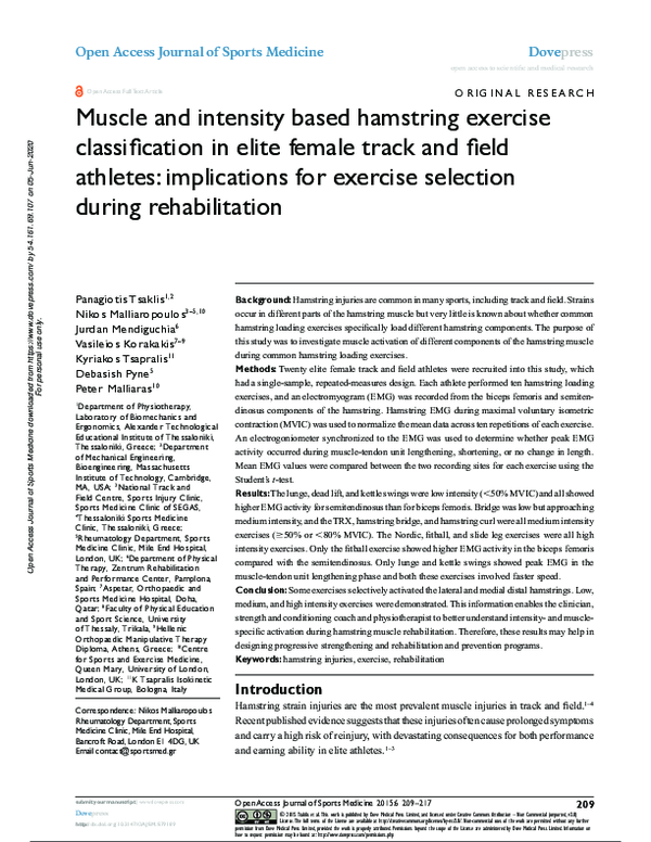 (PDF) Muscle and intensity based hamstring exercise classification in elite female track and ...